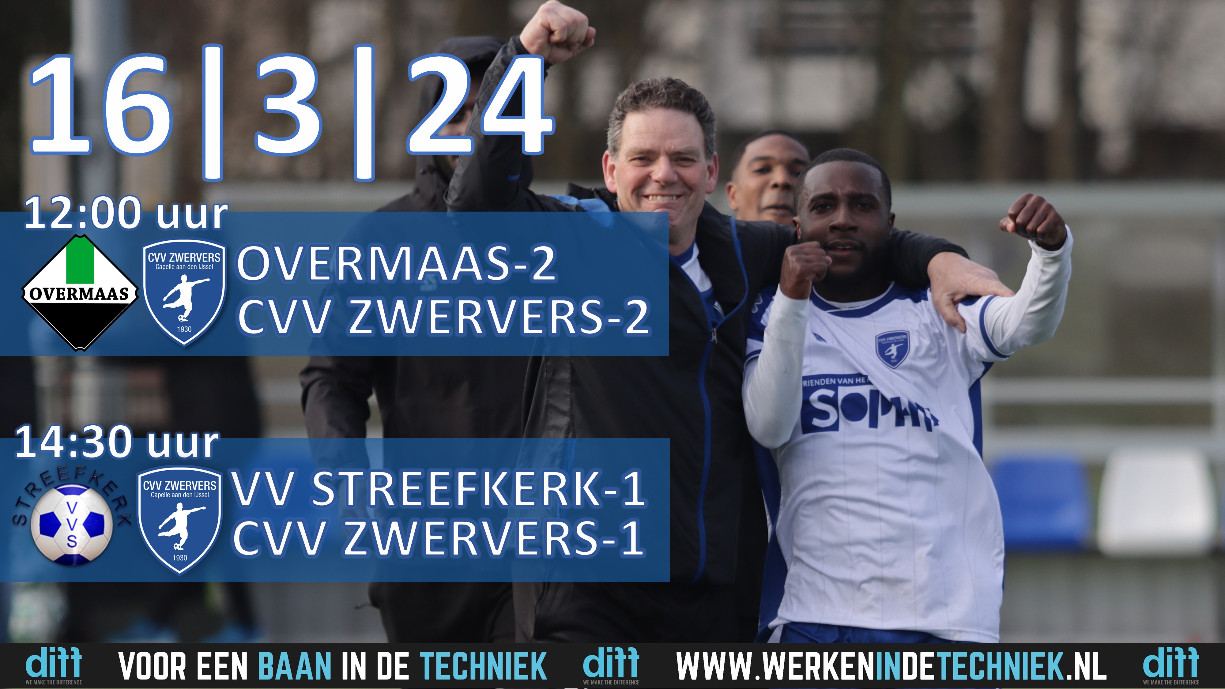 Zwervers-1 naar Streefkerk Zwervers-2 op bezoek bij Overmaas - CVV Zwervers